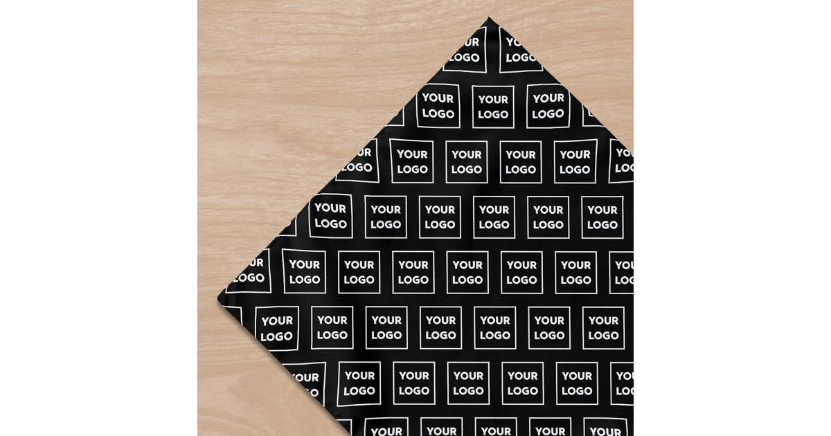 Custom Business Logo Pattern on Black Bandana | Zazzle