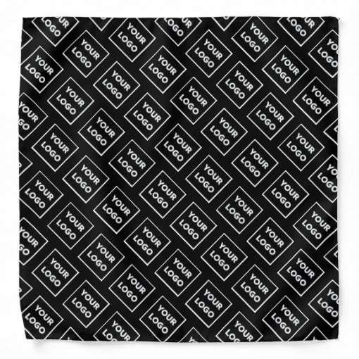 Custom Business Logo Pattern on Black Bandana | Zazzle