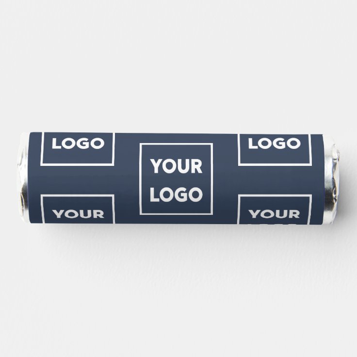 Custom Business Logo Pattern on Navy Blue Breath Savers® Mints | Zazzle