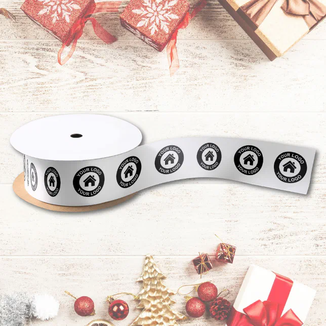 Custom Business Logo Pattern Satin Ribbon | Zazzle