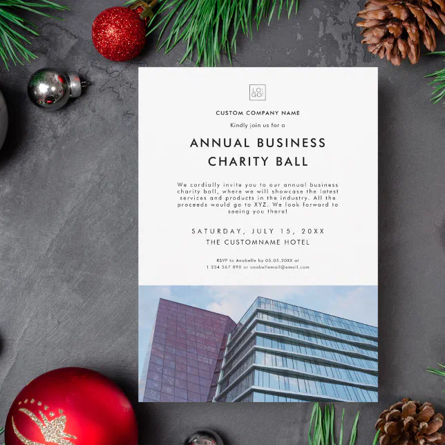 Custom Business Logo Photo Charity Event Party Invitation | Zazzle
