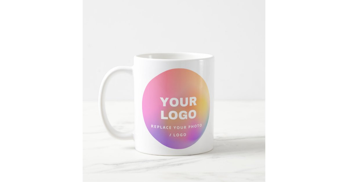 Custom business logo, photo replace on mugs | Zazzle