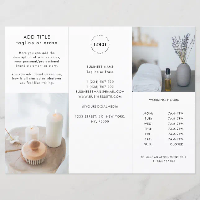 Custom Business Logo & Price List Trifold Brochure | Zazzle
