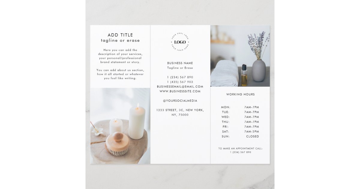 Custom Business Logo & Price List Trifold Brochure | Zazzle