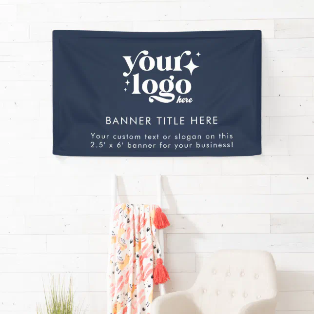 Custom Business Logo Professional Modern Navy Banner | Zazzle