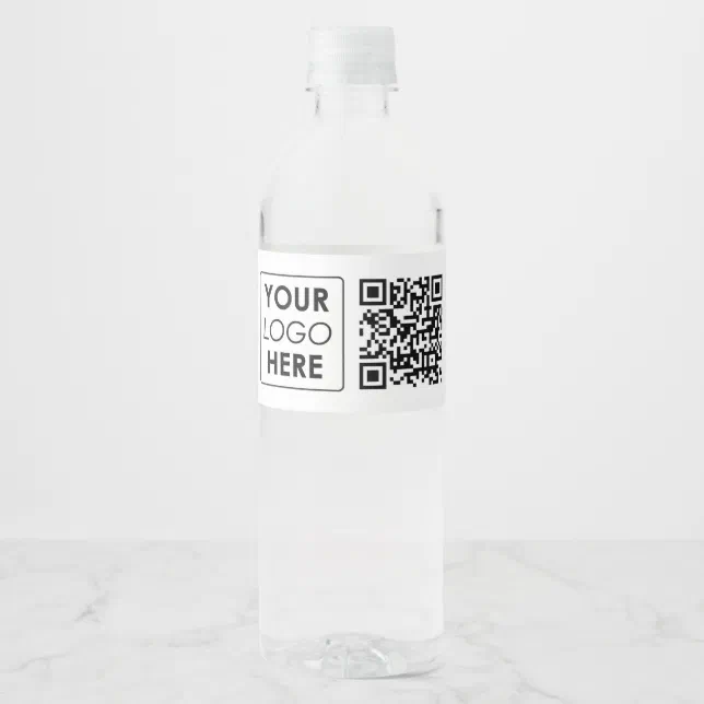 Custom Business Logo Professional QR Code Water Bottle Label | Zazzle