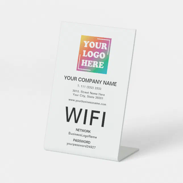 Custom Business Logo Professional Wifi Pedestal Sign | Zazzle