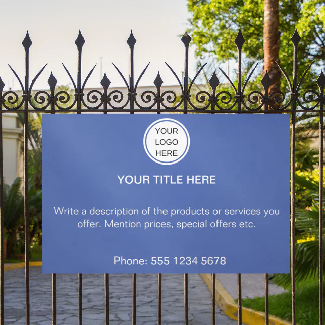 Custom Business Logo Promotional Advertising Blue Banner | Zazzle