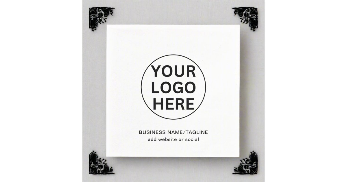 Custom Business Logo Promotional Black & White Napkins | Zazzle
