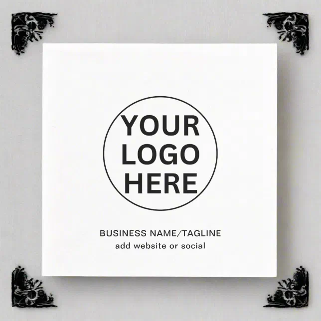 Custom Business Logo Promotional Black & White Napkins | Zazzle