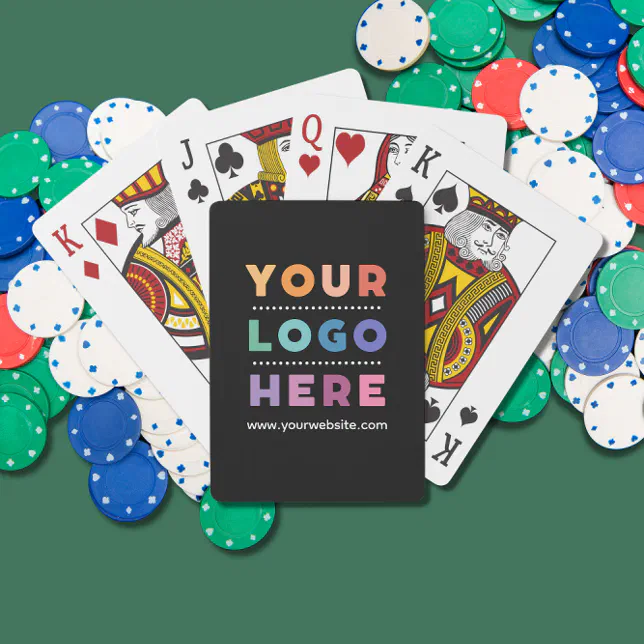 Custom Business Logo Promotional Branded Black Poker Cards | Zazzle