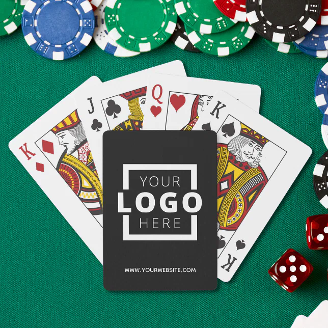 Custom Business Logo Promotional Branded Black Poker Cards | Zazzle