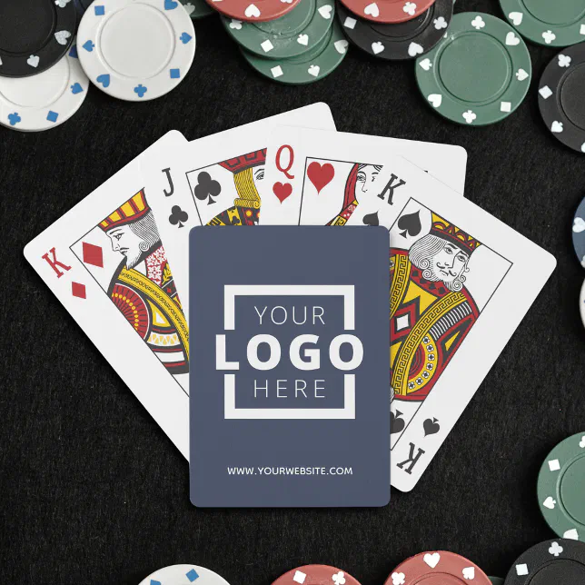 Custom Business Logo Promotional Branded Blue Poker Cards | Zazzle
