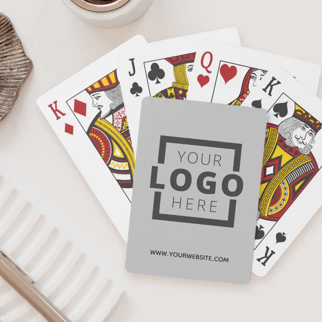 Custom Business Logo Promotional Branded Grey Poker Cards | Zazzle