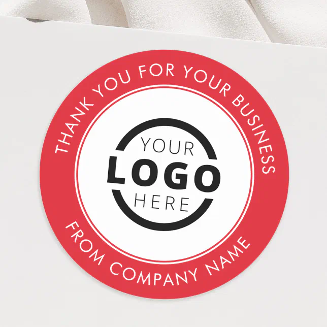 Custom Business Logo Promotional Thank You Red Classic Round Sticker ...