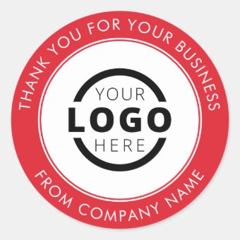 Custom Business Logo Promotional Thank You Red Classic Round Sticker ...
