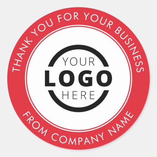 Custom Business Logo Promotional Thank You Red Classic Round Sticker ...