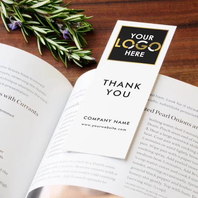 Custom Business Logo Promotional White Thank You Bookmarks | Zazzle