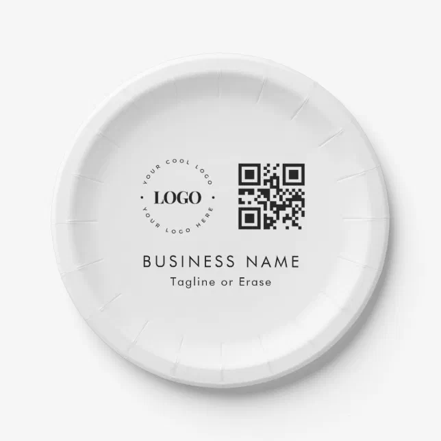 Custom Business Logo QR Code Company Party Event Paper Plates | Zazzle