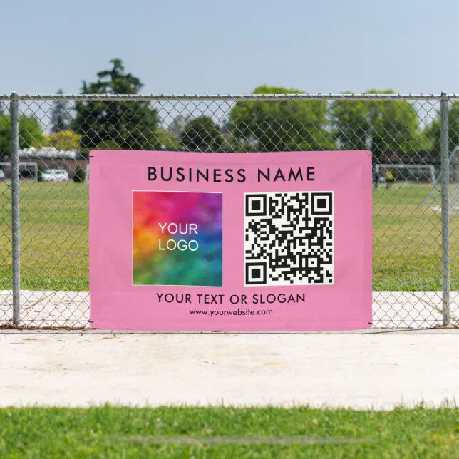 Custom Business Logo QR Code Elegant Outdoor Best Banner | Zazzle