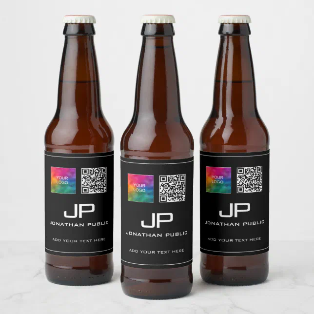Custom Business Logo QR Code Monogram Template Beer Bottle Label | Zazzle