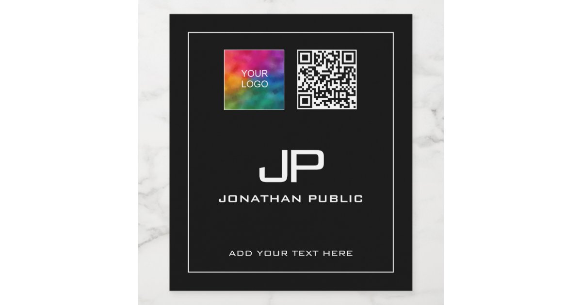 Custom Business Logo QR Code Monogrammed Template Wine Label | Zazzle