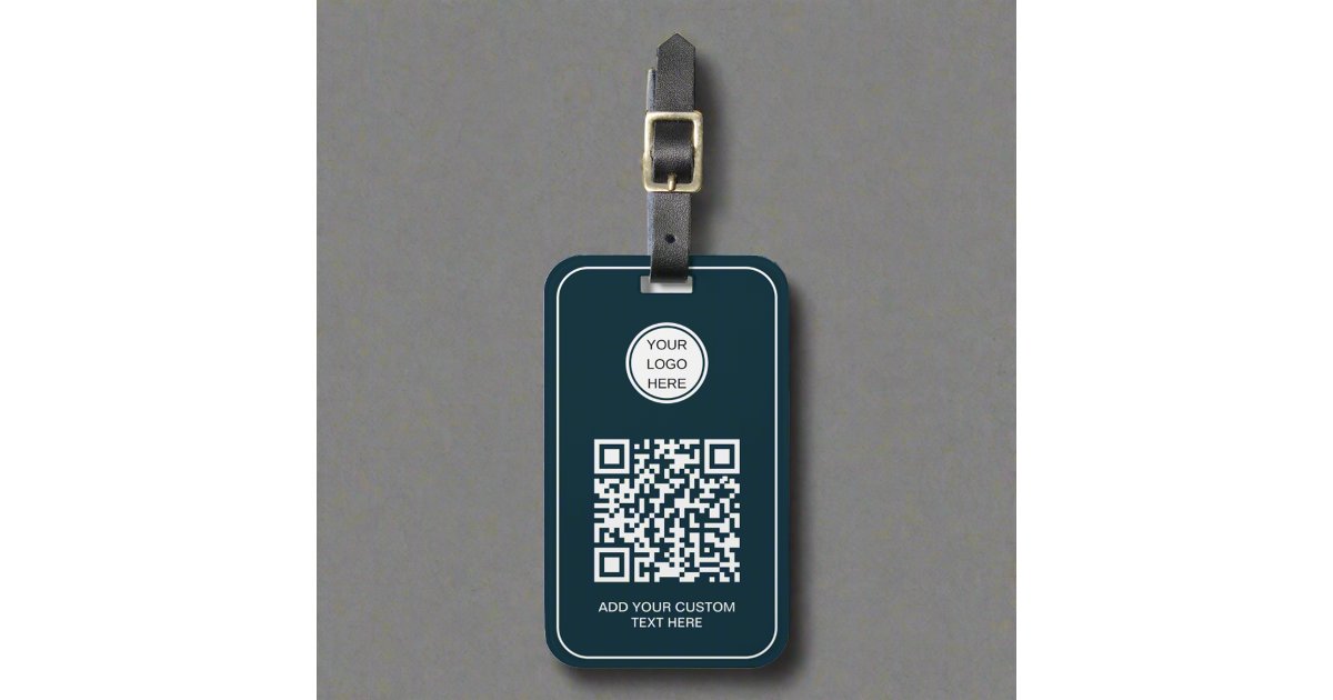 Custom Business Logo QR Code Professional Blue Luggage Tag | Zazzle
