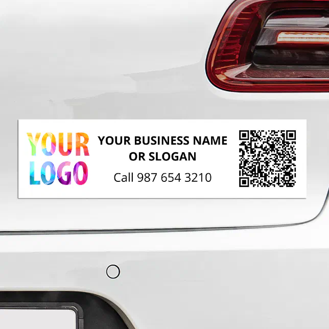 Custom Business Logo QR Code Promotional Corporate Bumper Sticker | Zazzle