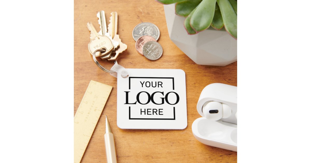 Custom Business Logo & QR Code Promotional Swag Keychain | Zazzle