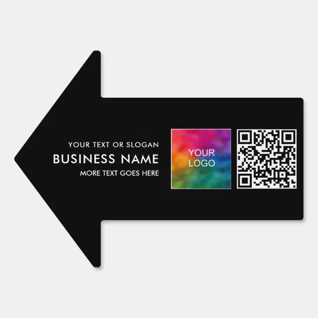 Custom Business Logo QR Code Template Arrow Yard Sign | Zazzle