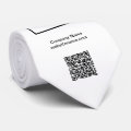 Custom Business Logo QR Code Text on White Neck Tie | Zazzle