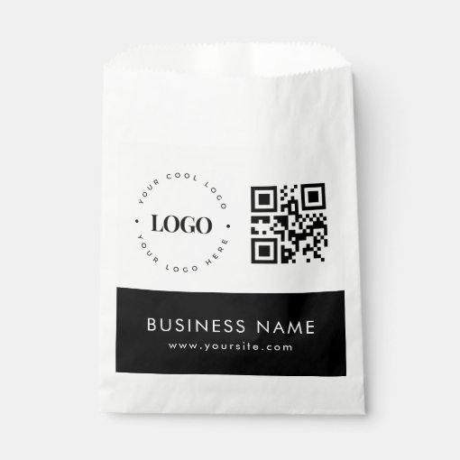 Custom Business Logo QR Code & Text Paper Bag | Zazzle