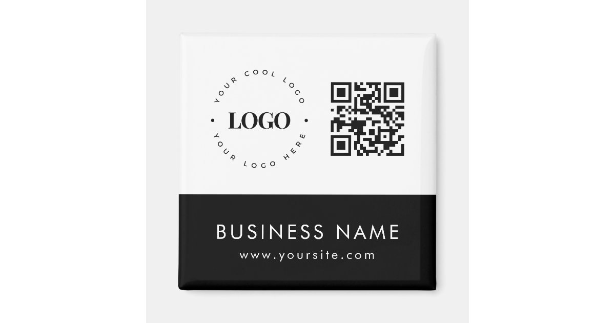 Custom Business Logo QR Code & Text Professional Magnet | Zazzle