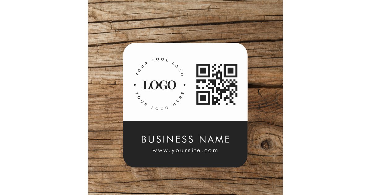 Custom Business Logo QR Code & Text Professional Square Paper Coaster ...