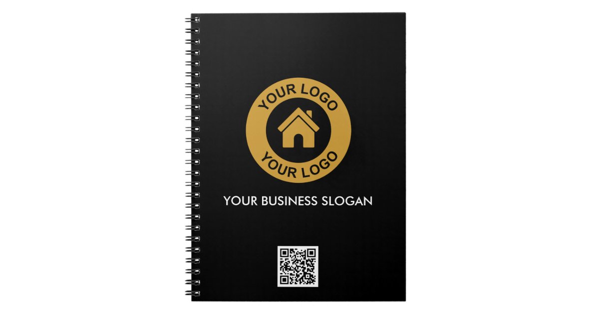 Custom Business Logo QR Code Text Promotional Note Notebook | Zazzle.com