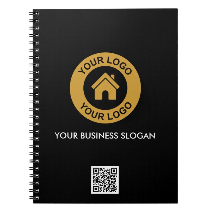 Custom Business Logo QR Code Text Promotional Note Notebook | Zazzle.com