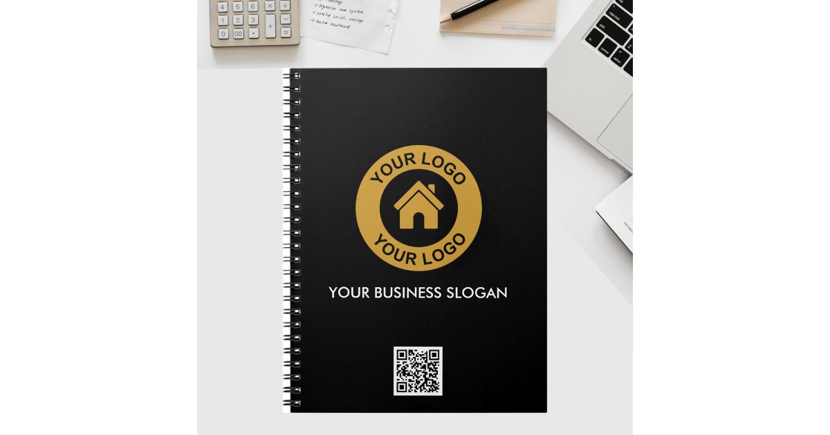 Custom Business Logo QR Code Text Promotional Note Notebook | Zazzle