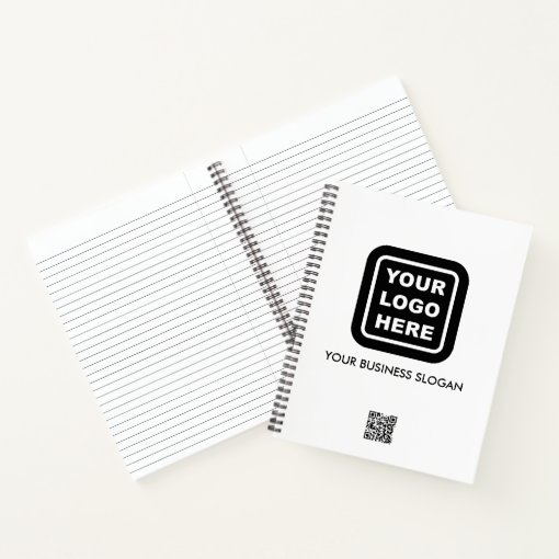 Custom Business Logo QR Code Text Promotional Notebook | Zazzle
