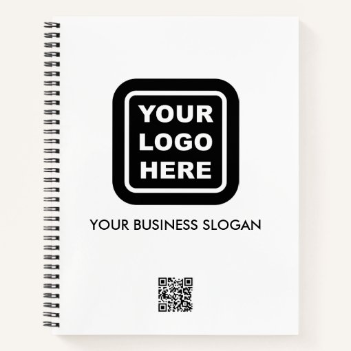 Custom Business Logo QR Code Text Promotional Notebook | Zazzle