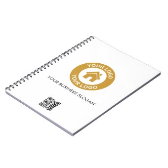 Custom Business Logo QR Code Text Promotional Notebook | Zazzle