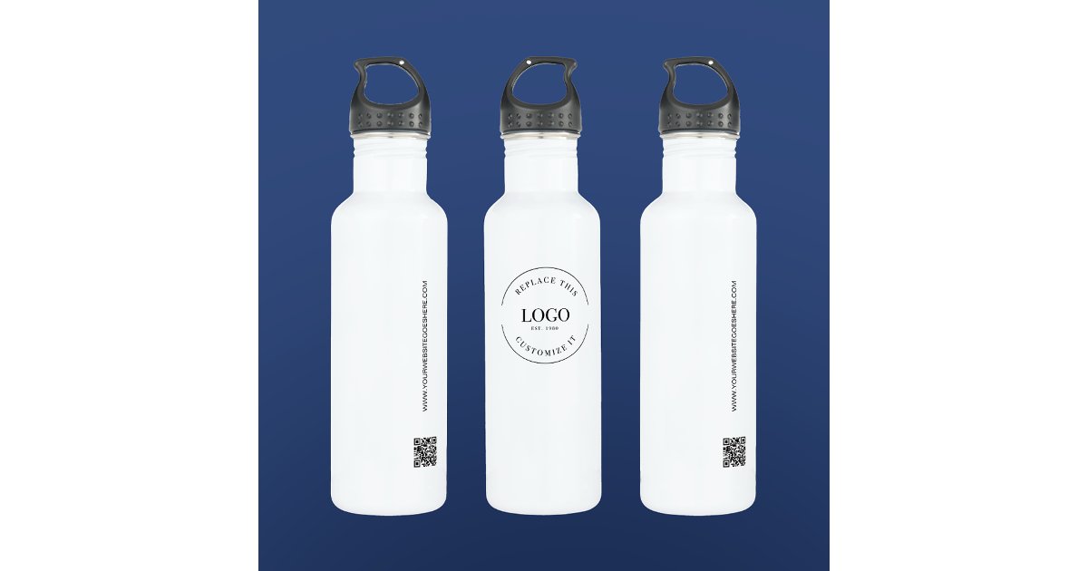 Custom Business Logo QR code website Simple Stainless Steel Water ...