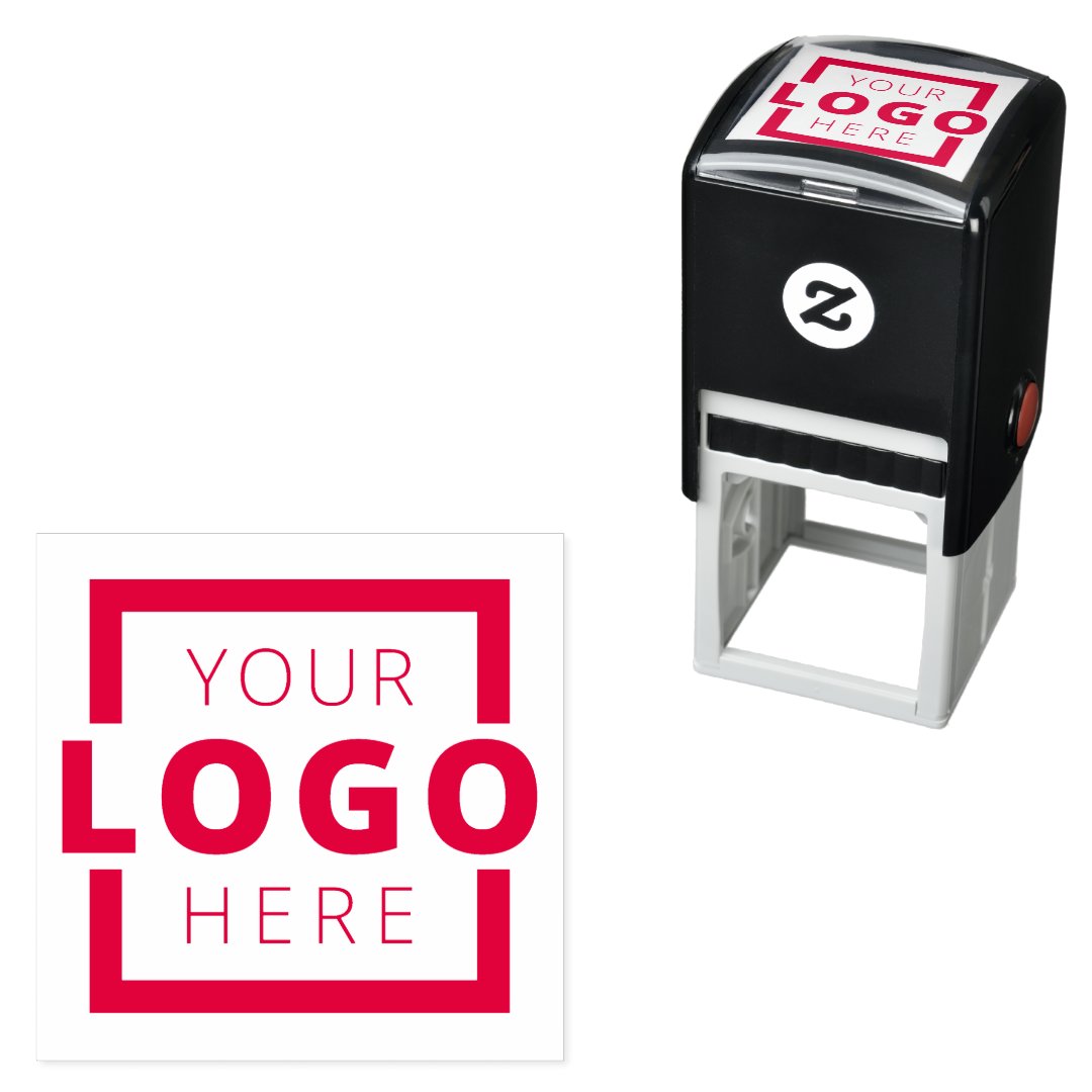 Custom Business Logo Red Ink Rubber Stamp | Zazzle