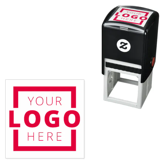 Custom Business Logo Red Ink Rubber Stamp | Zazzle