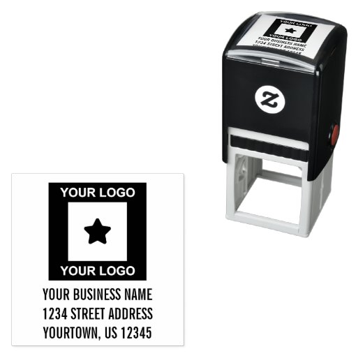 Custom Business Logo Return Address Self-inking Stamp | Zazzle
