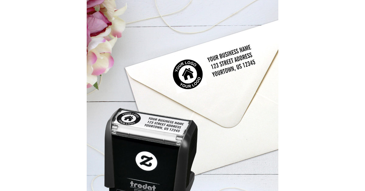 Custom Business Logo Return Address Self-inking Stamp | Zazzle