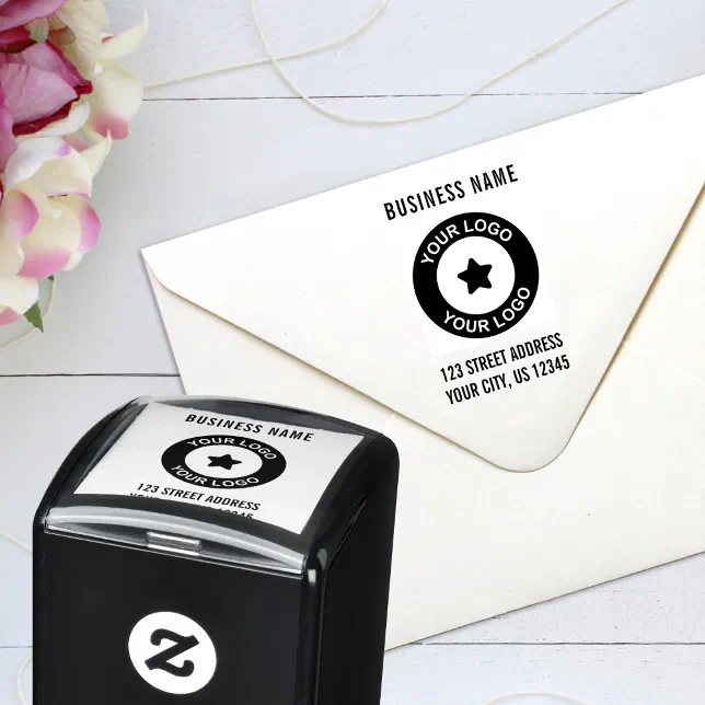 Custom Business Logo Return Address Self-inking Stamp | Zazzle