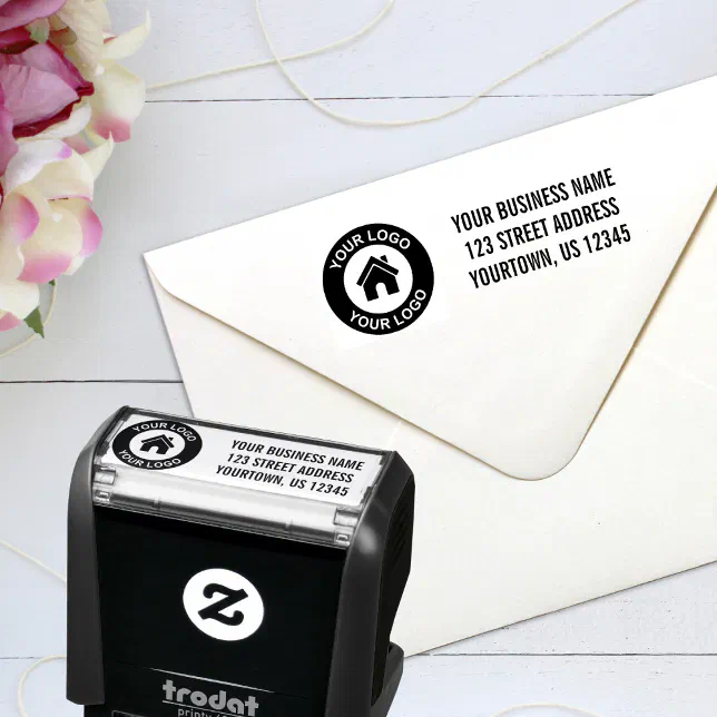 Custom Business Logo Return Address Self-inking Stamp | Zazzle