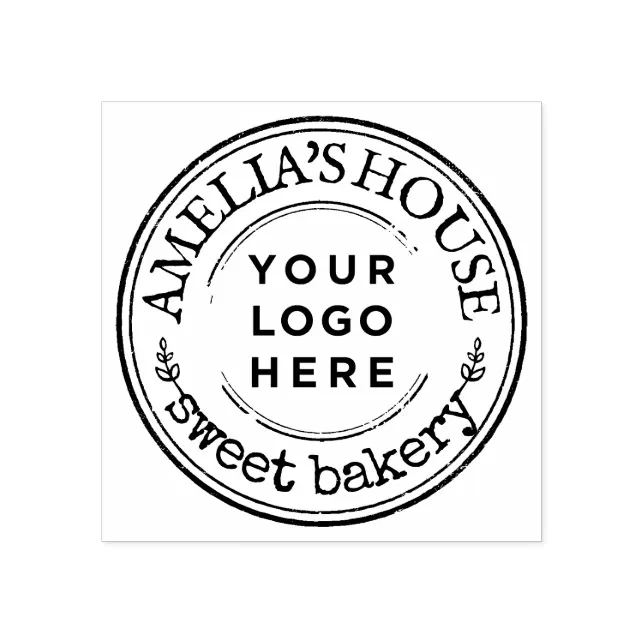 Custom Business Logo Round Rustic Rubber Stamp | Zazzle
