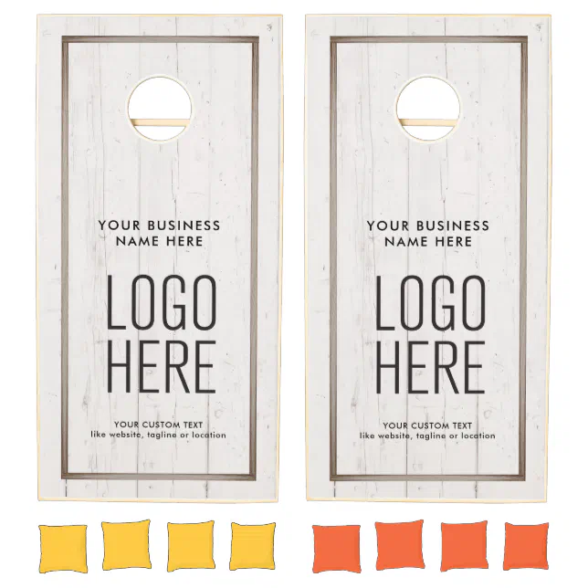 Custom Business Logo Rustic Branded Wood Cornhole Set | Zazzle