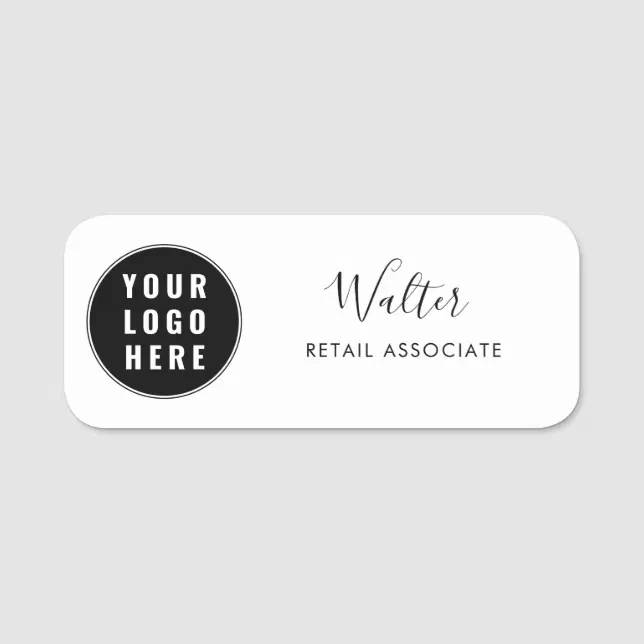 Custom Business Logo Script Company Employee Name Tag | Zazzle